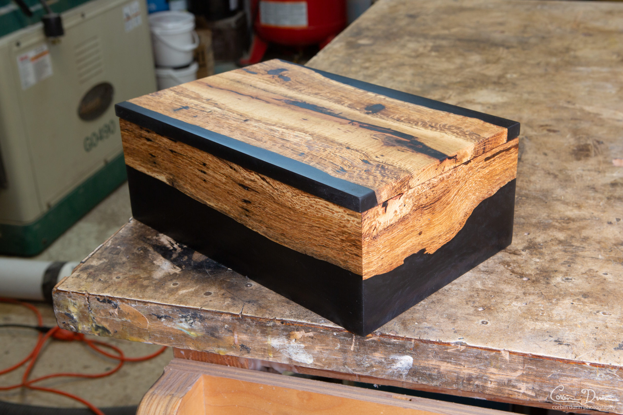 Black Epoxy and Oak Box – Corbin's Treehouse