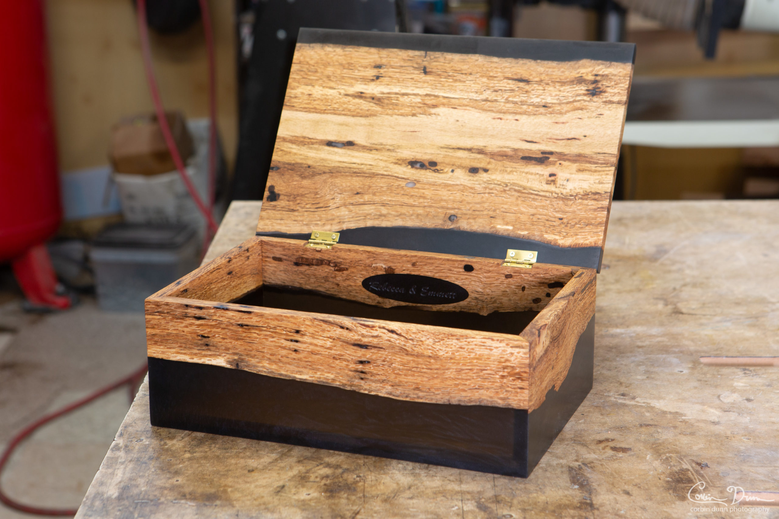 Black Epoxy and Oak Box – Corbin's Treehouse