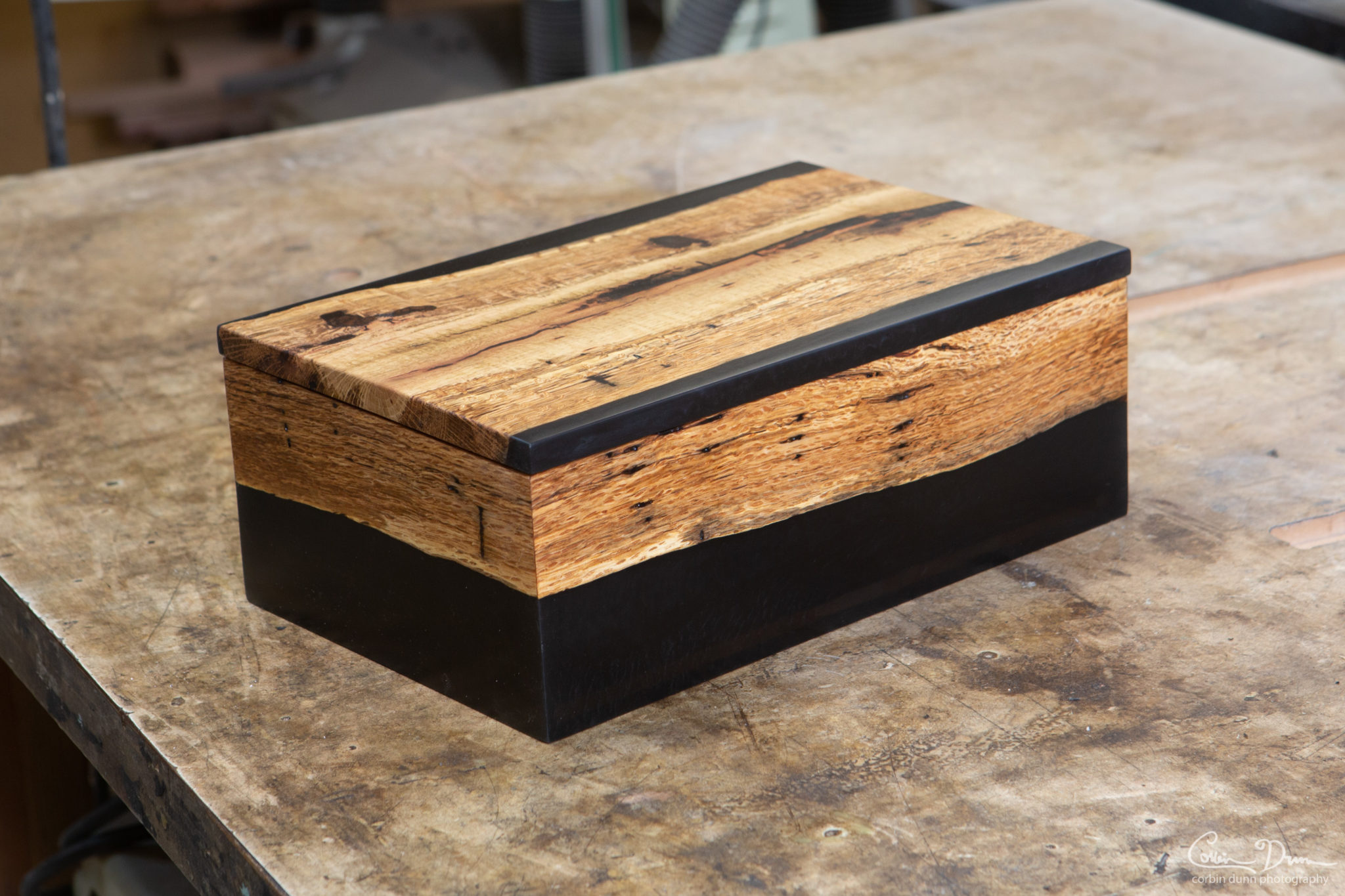 Black Epoxy and Oak Box – Corbin's Treehouse