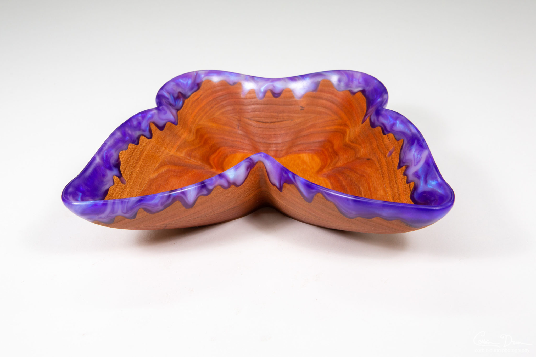 Butterfly bowl in cherry with purple drips – Corbin's Treehouse