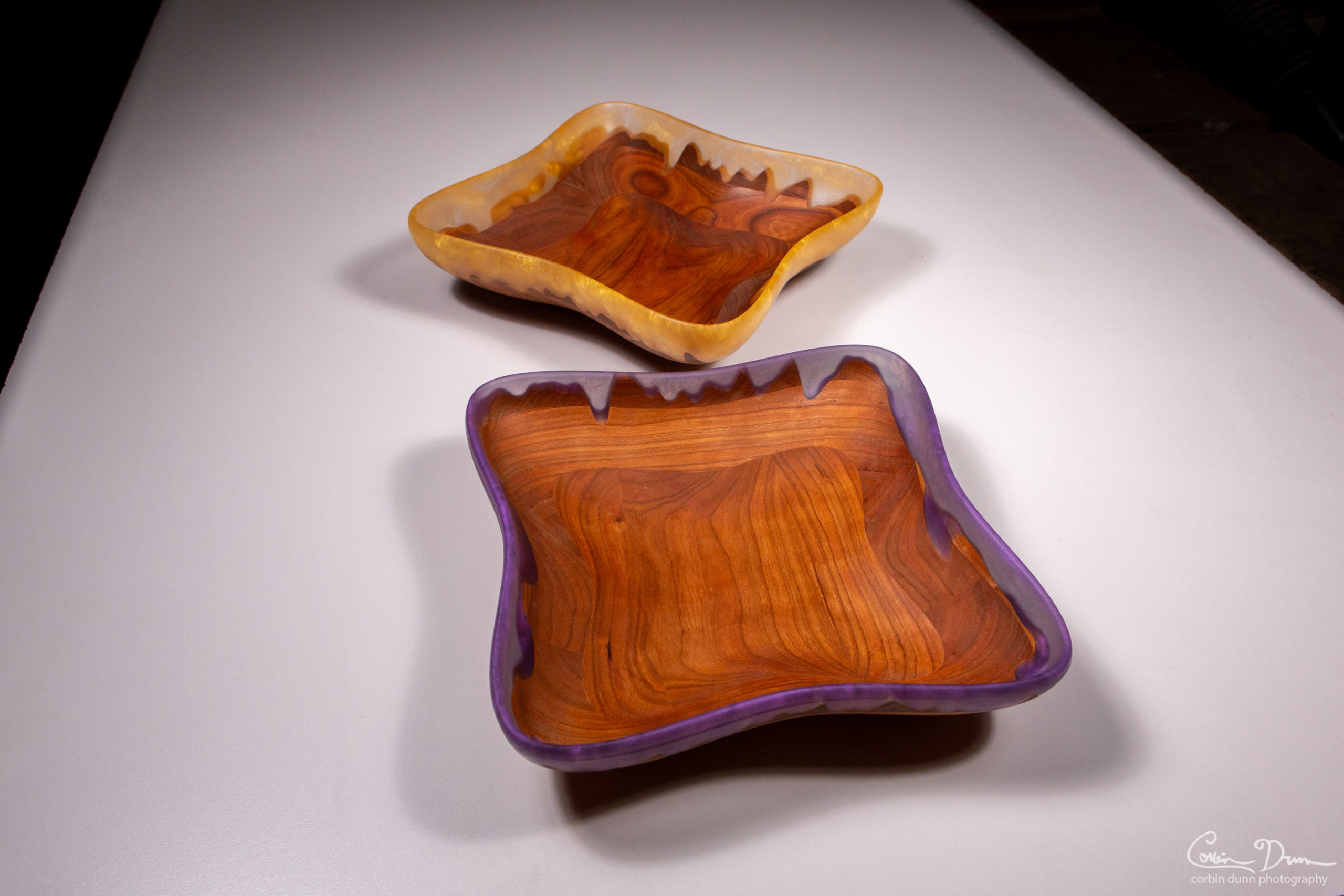 Purple and Gold Epoxy Drip Bowls – CNC Woodworking – Corbin's Treehouse