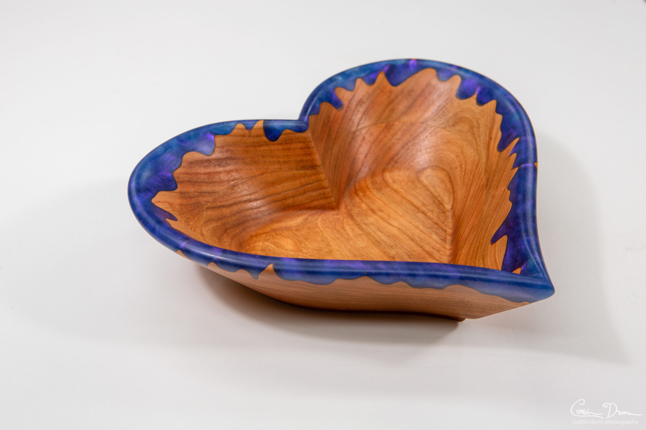 Heart Bowl in Cherry Wood with Purple Drips – CNC Woodworking – Corbin ...