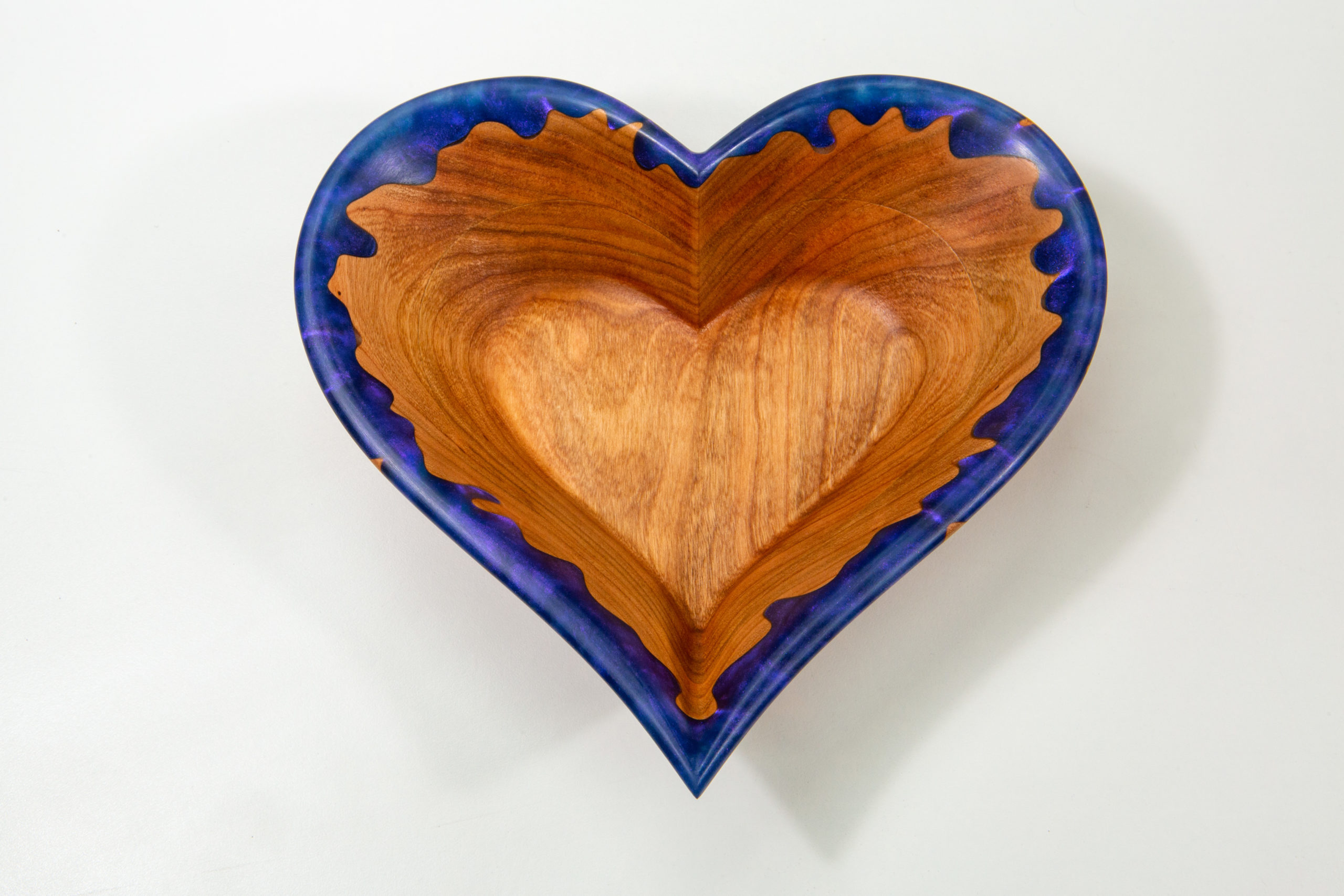 Heart Bowl in Cherry Wood with Purple Drips – CNC Woodworking – Corbin ...