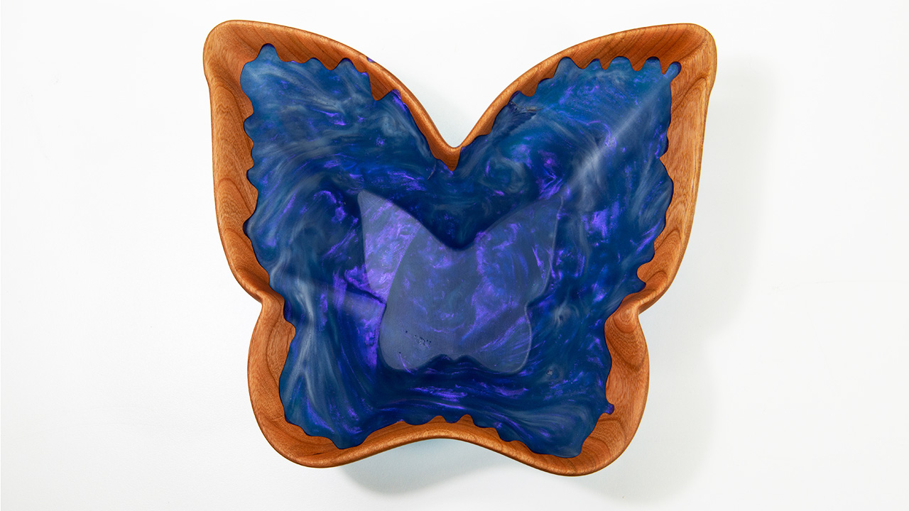 Purple Epoxy Butterfly Bowl – CNC Woodworking – Corbin's Treehouse