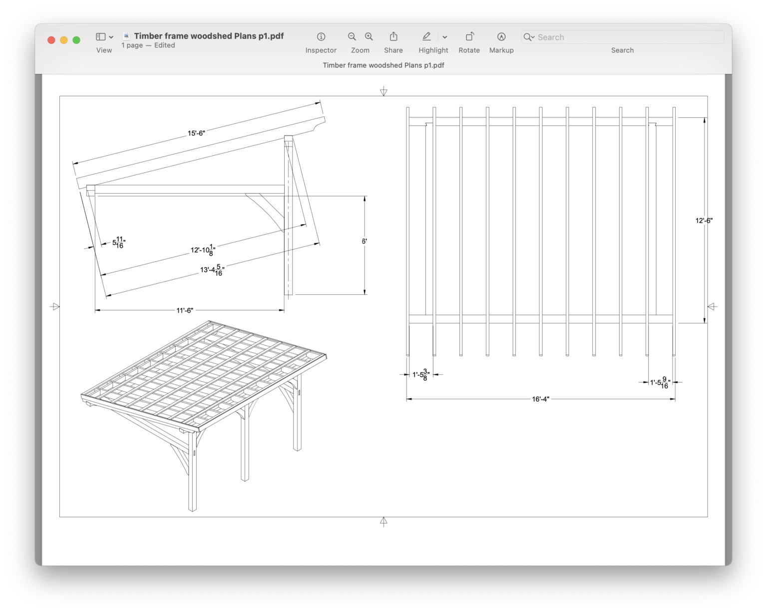 Timber Frame Woodshed “Plans” & CAD – Corbin's Treehouse